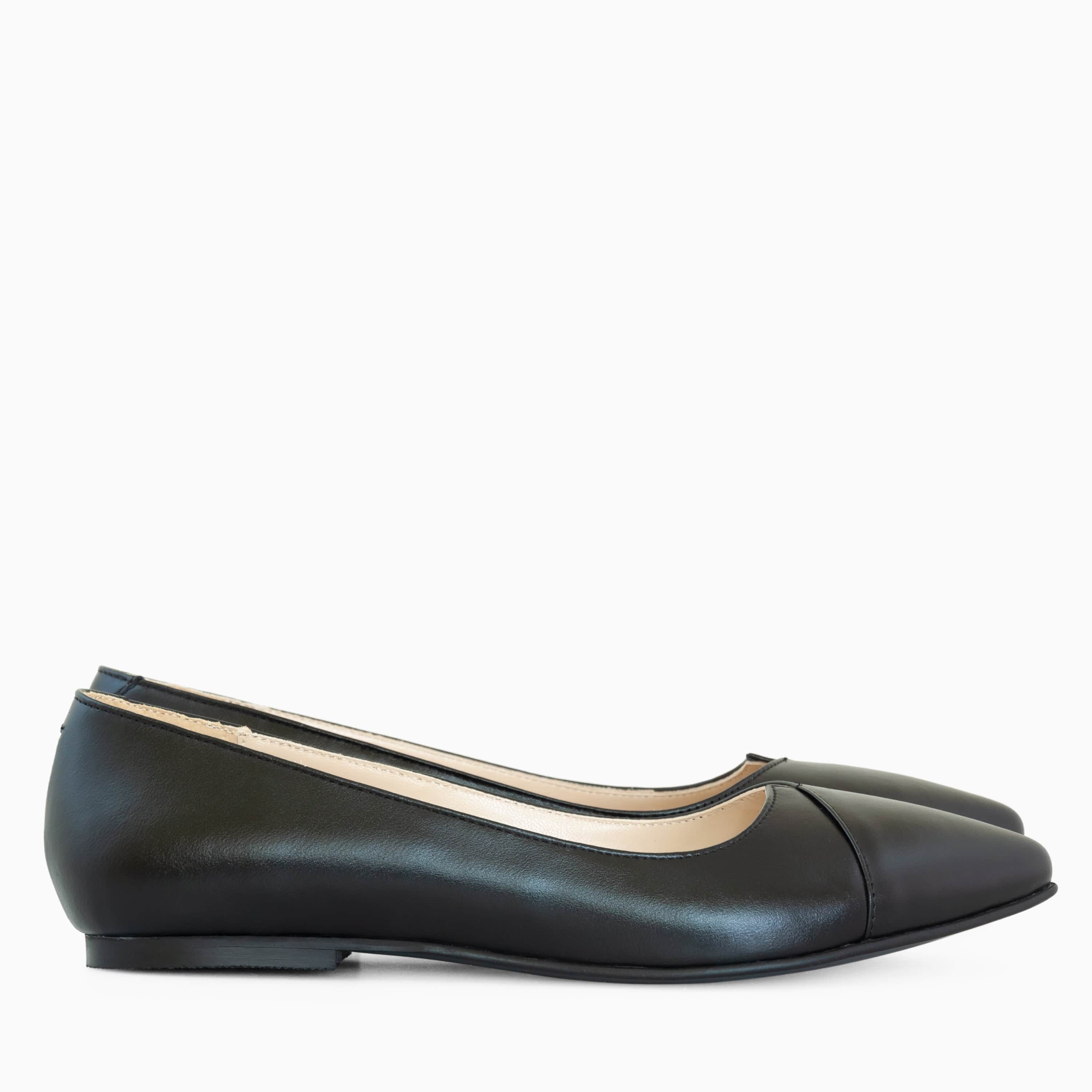 Black ballerinas made of natural leather Patricia – Pantofi Diane Marie