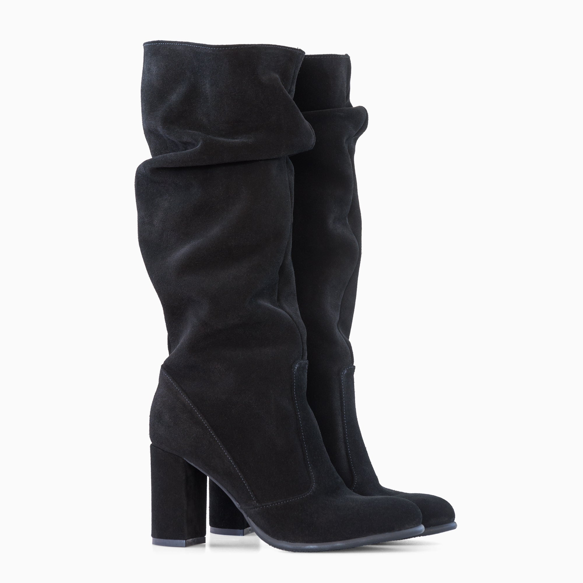 Women's boots with heel made of black natural leather Callie – Pantofi ...